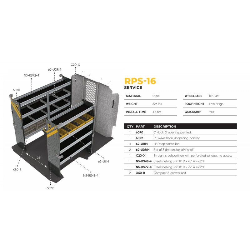 Service Package, Ram ProMaster, 118" / 136" Wheelbase, RPS-16 ...