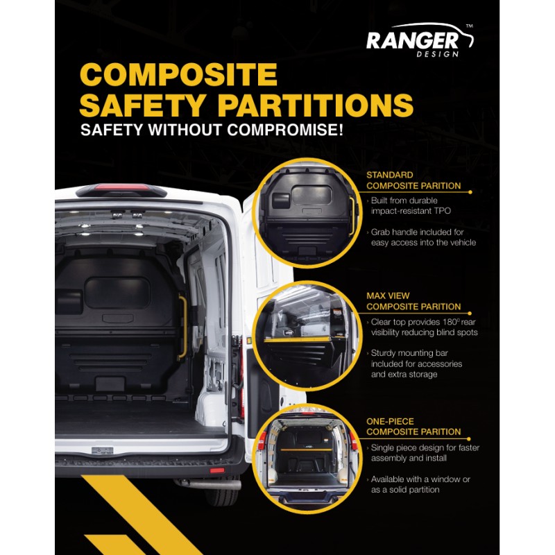 Ranger Design Van Partition - Full Composite, Window, compatible wi ...